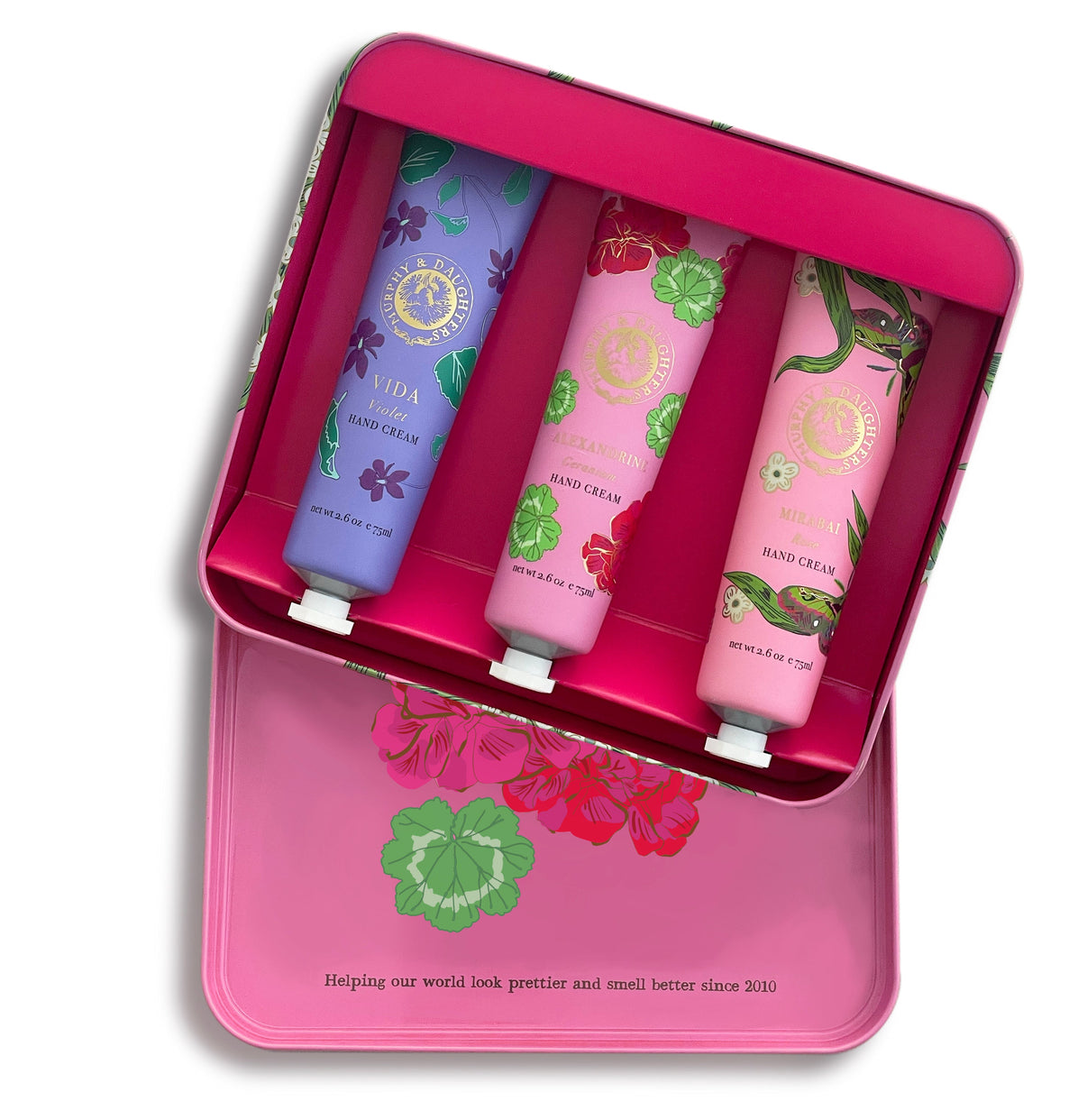 Gift Set of 3 full size hand creams in a Luxe Tin - Geranium Design ...