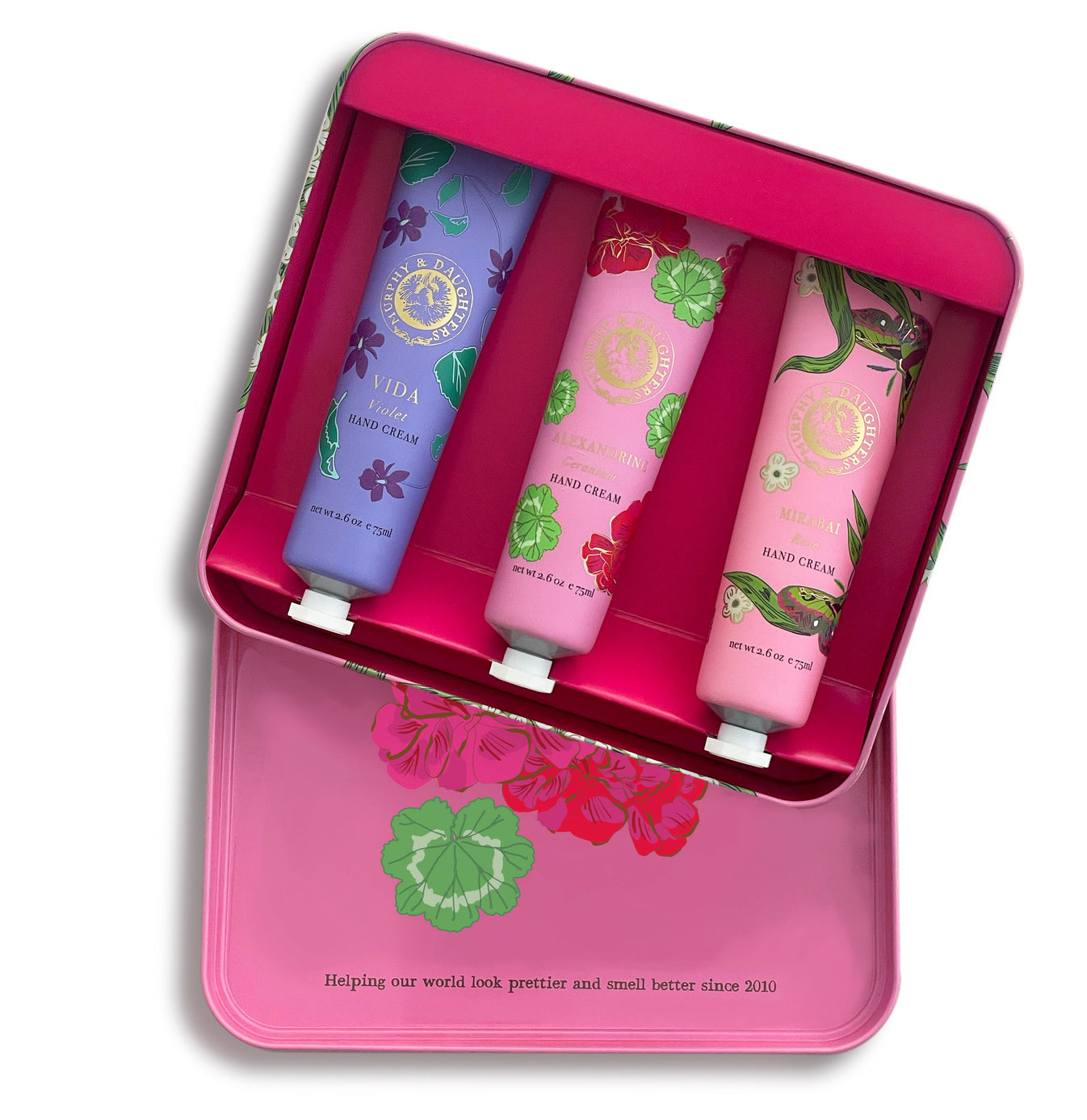 Gift Set of 3 full size hand creams in a Luxe Tin - Geranium Design ...